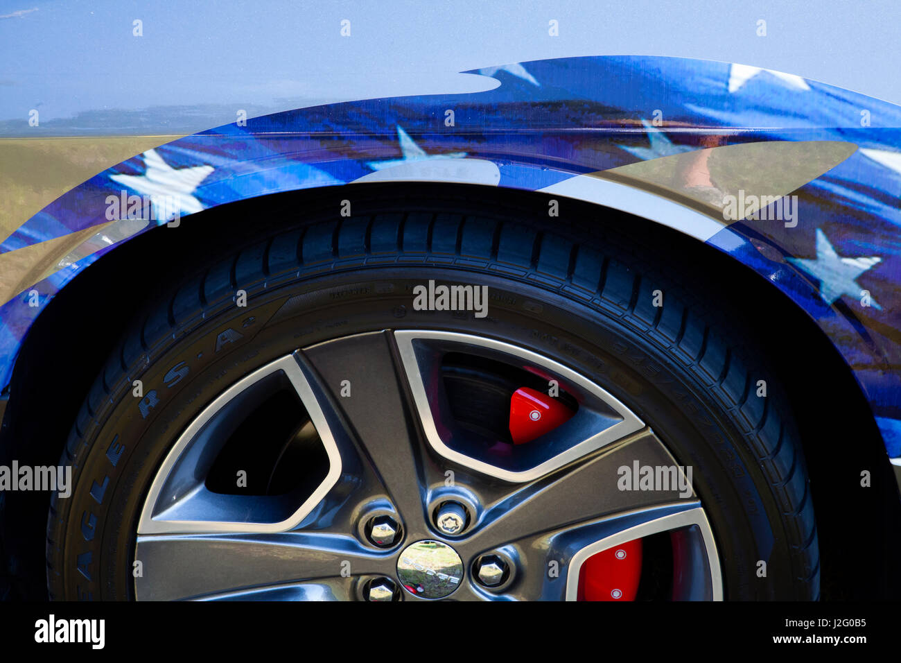 USA, Georgia, Savannah, Car decorated with stars in car show Stock ...