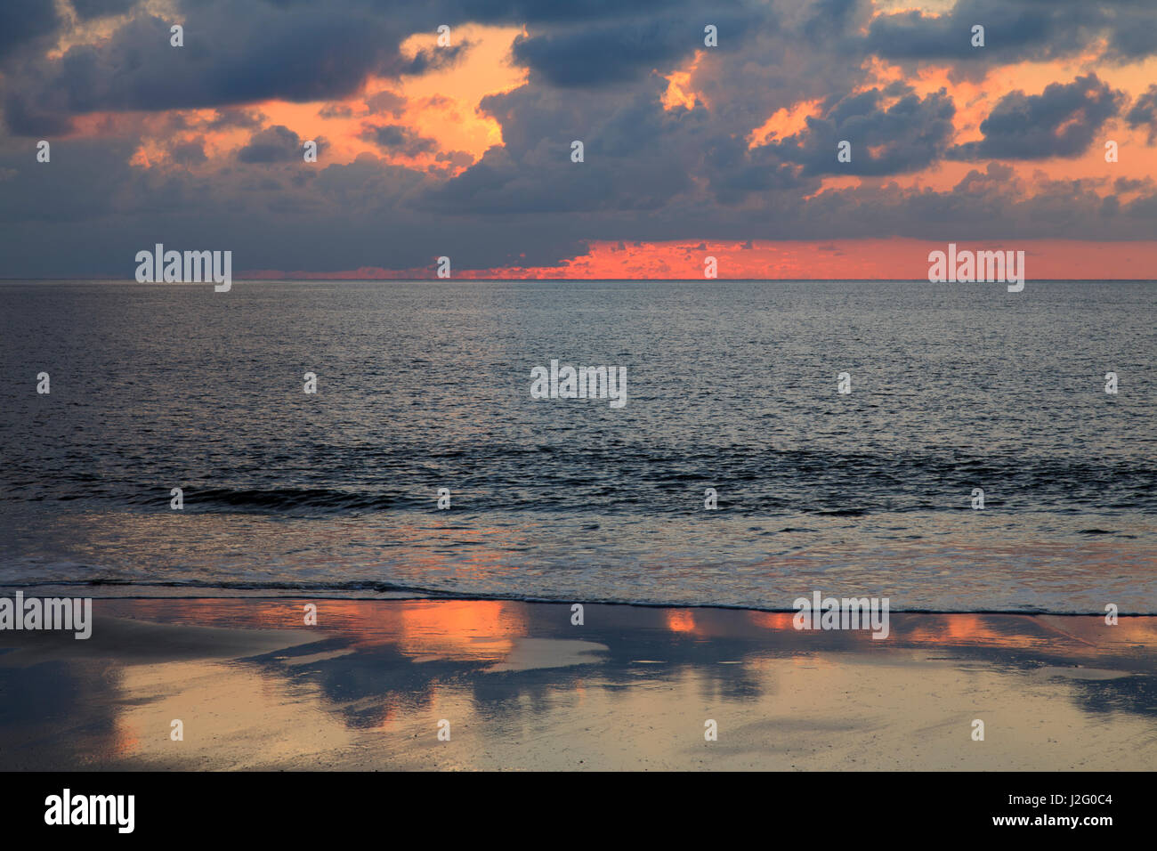 USA, Georgia, Tybee Island, Stormy sunrise at Tybee Island Stock Photo ...