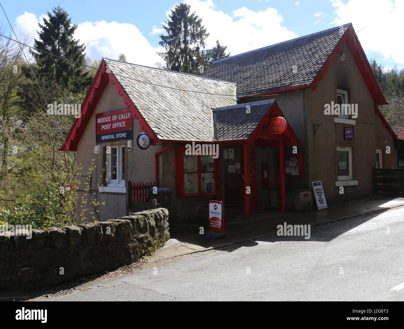 Exterior of Bridge of Cally Post Office Scotland April 2017 Stock Photo ...
