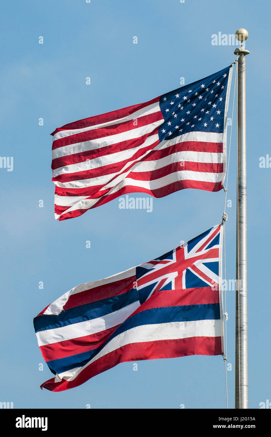 American and Hawaiian State flags, Oahu, Hawaii Stock Photo - Alamy