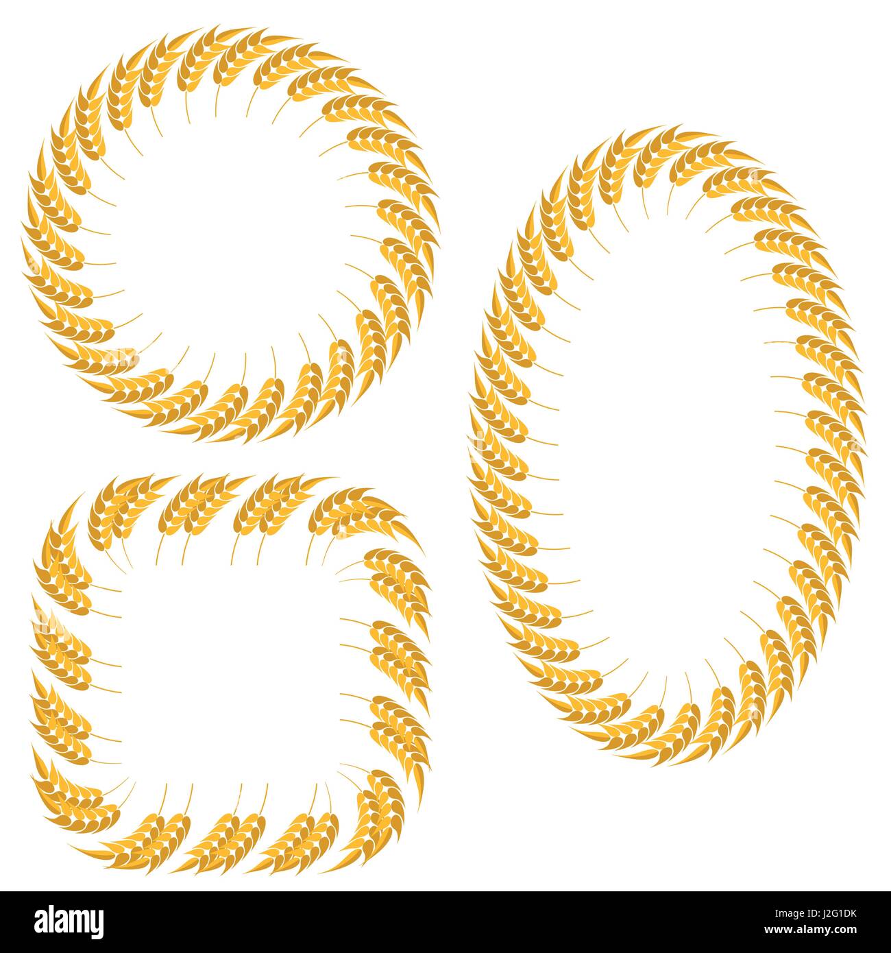 Set of Different Wheat Frames Isolated Stock Vector Image & Art - Alamy