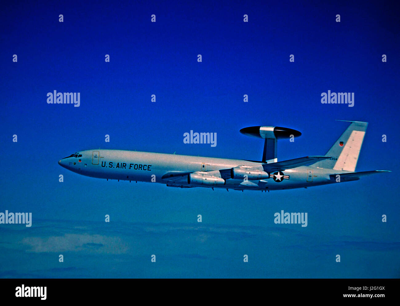 Awacs E-3 plane. Photograph made from a refueling tanker. (Large format ...