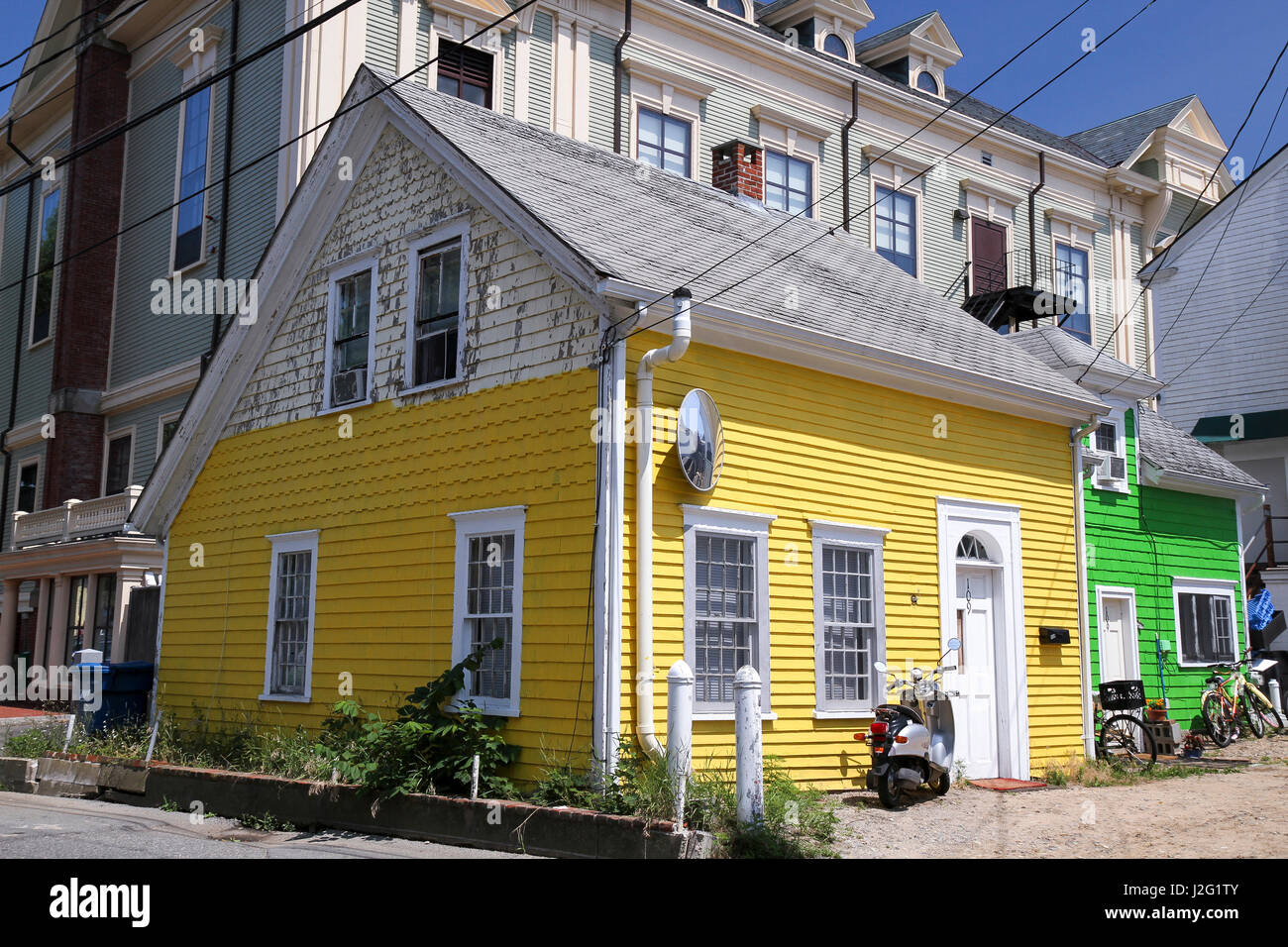 Brightly painted structures in Provincetown, Massachusetts, USA Stock ...
