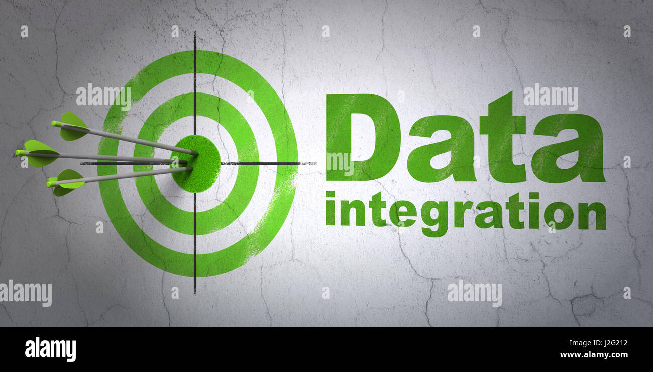 Information concept: target and Data Integration on wall background ...
