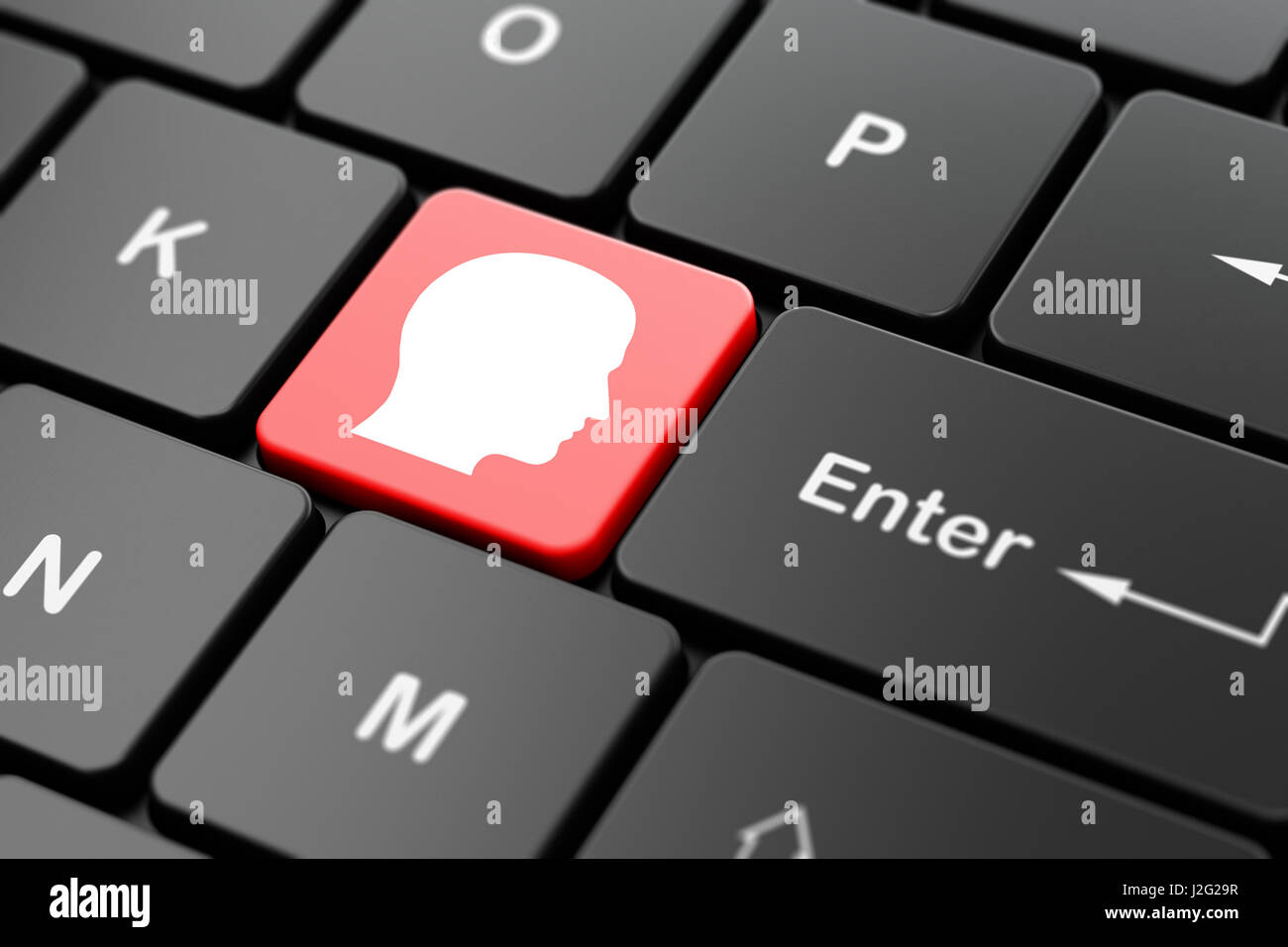 Business concept: Head on computer keyboard background Stock Photo - Alamy