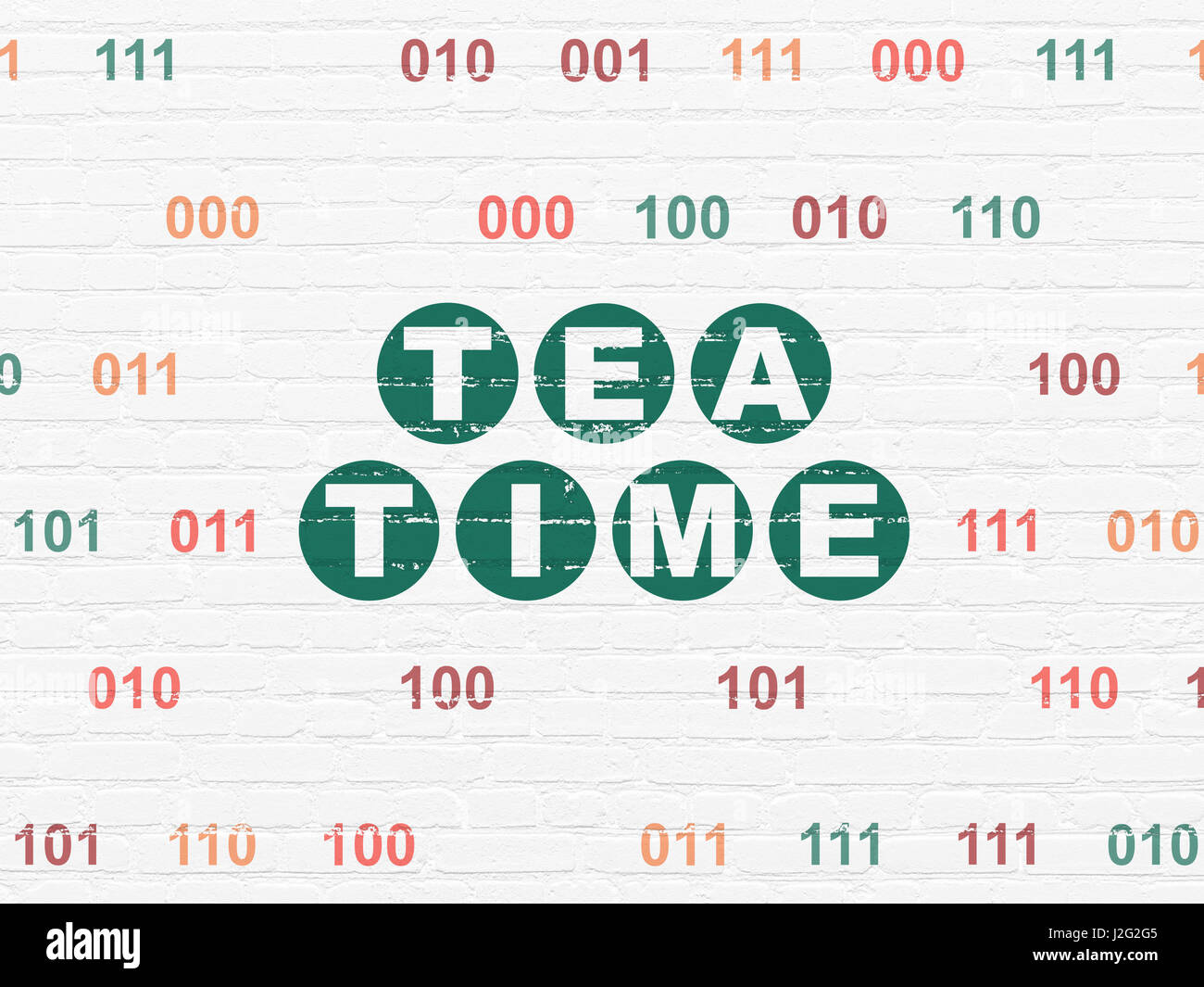 Timeline concept: Tea Time on wall background Stock Photo - Alamy