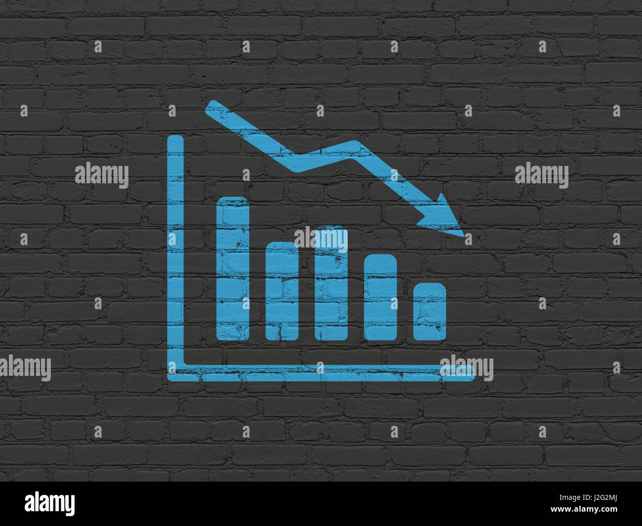 News concept: Decline Graph on wall background Stock Photo - Alamy