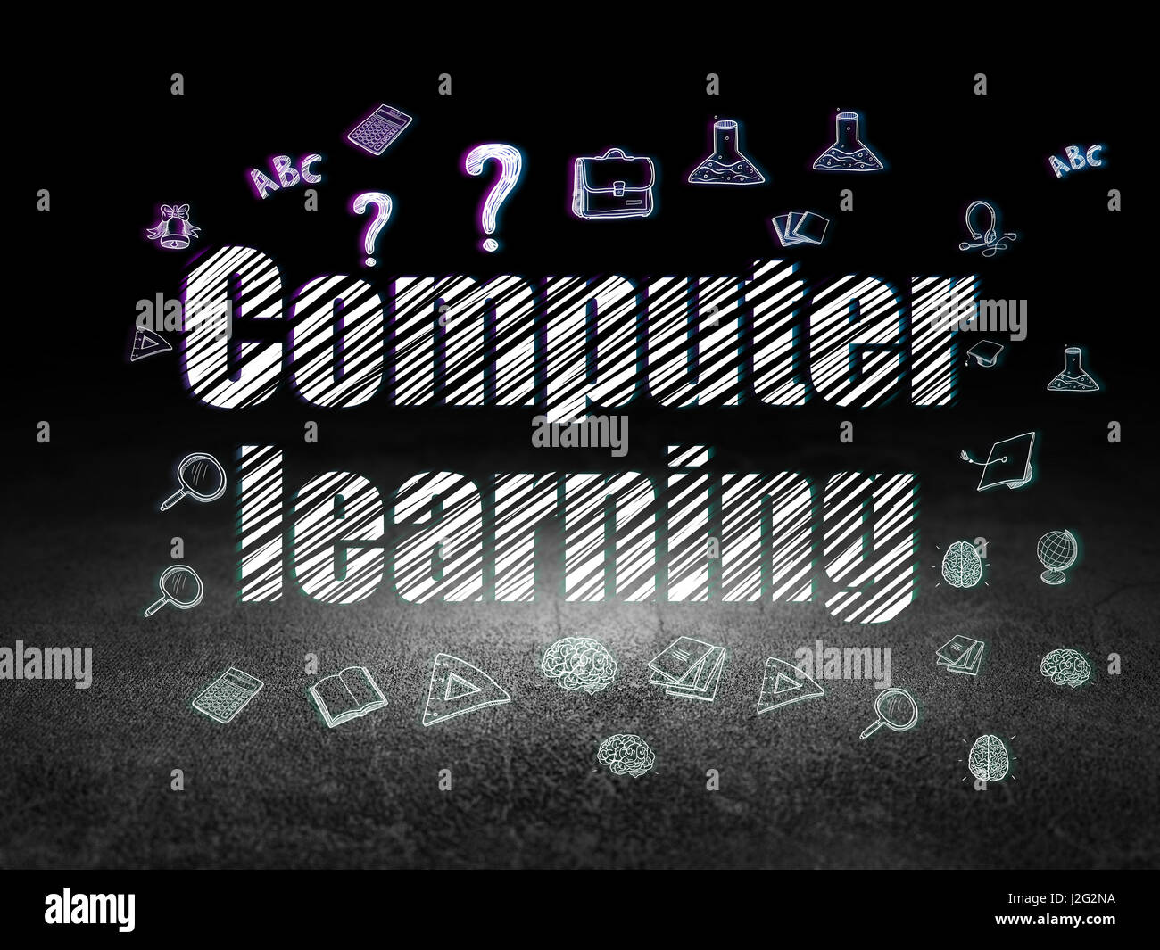 Learning concept: Computer Learning in grunge dark room Stock Photo - Alamy