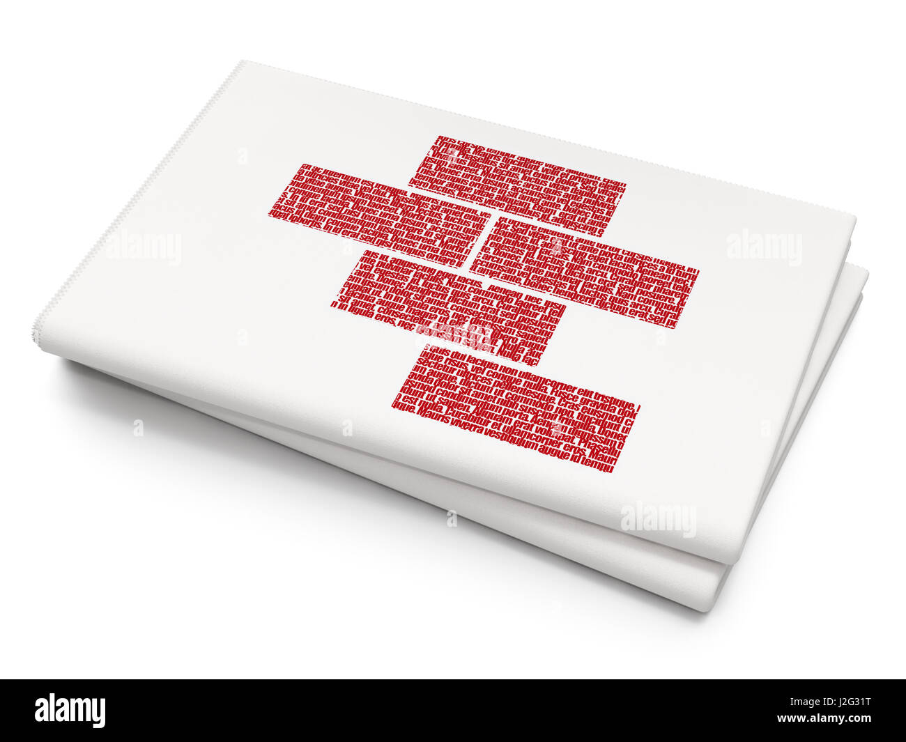 Constructing concept: Bricks on Blank Newspaper background Stock Photo ...