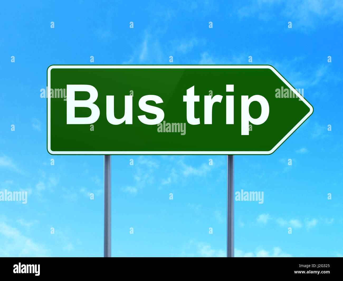 Travel concept: Bus Trip on road sign background Stock Photo - Alamy