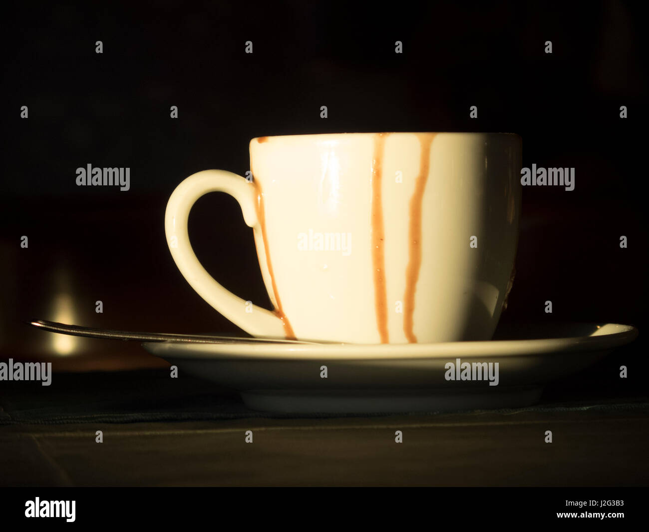 Stained coffee cup with saucer, Victoria, Espírito Santo, Brazil Stock ...