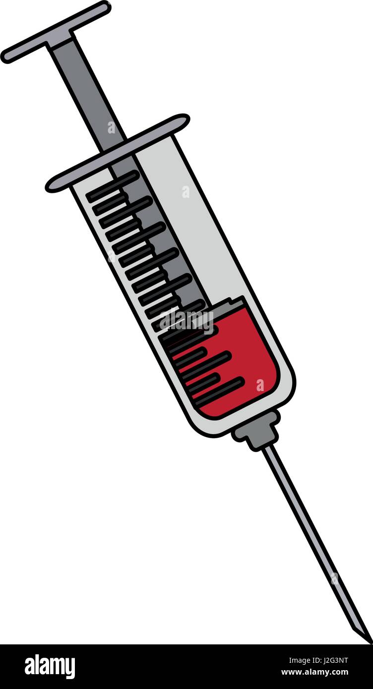 color graphic needle syringe with liquid and inchs Stock Vector Image ...