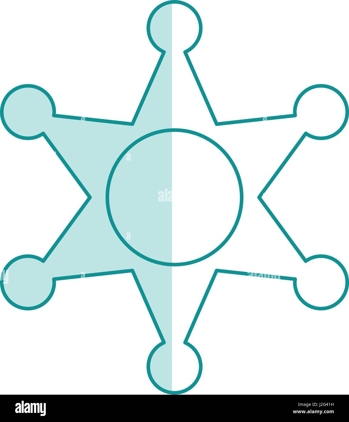 blue silhouette shading police badge in star shape Stock Vector Image ...