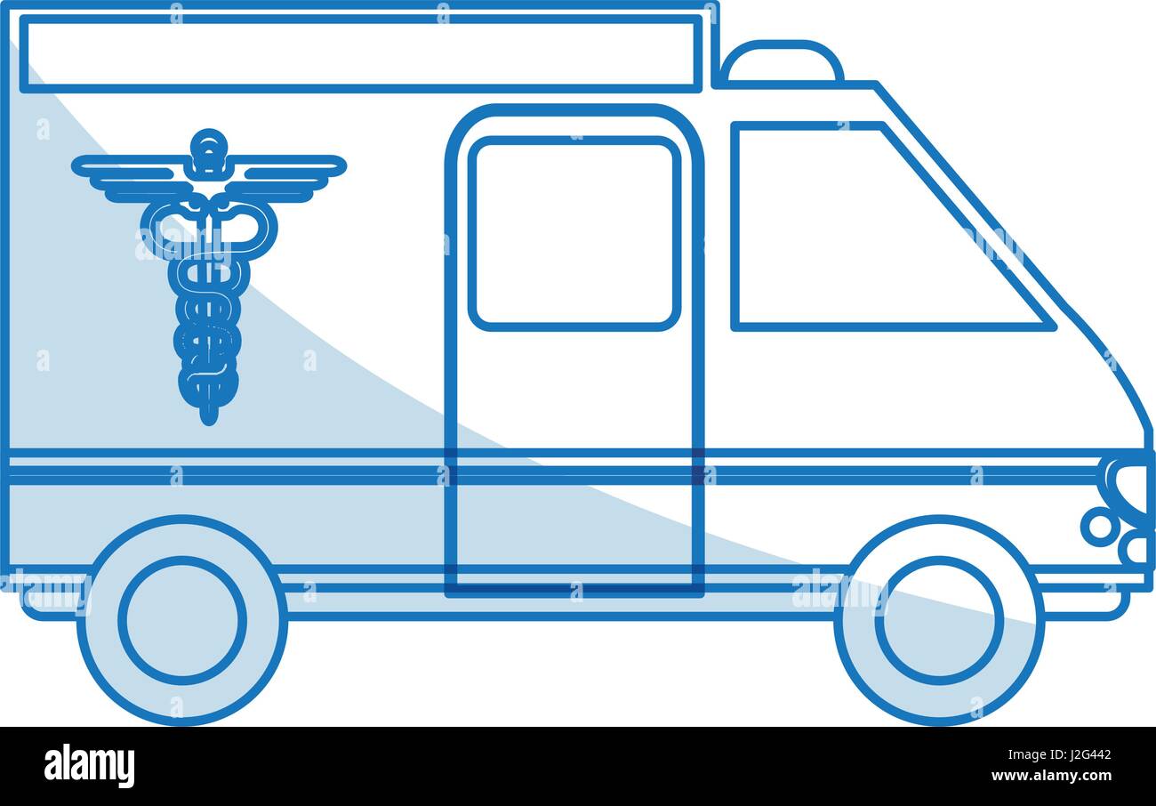 blue silhouette shading ambulance truck with medical symbol Stock ...