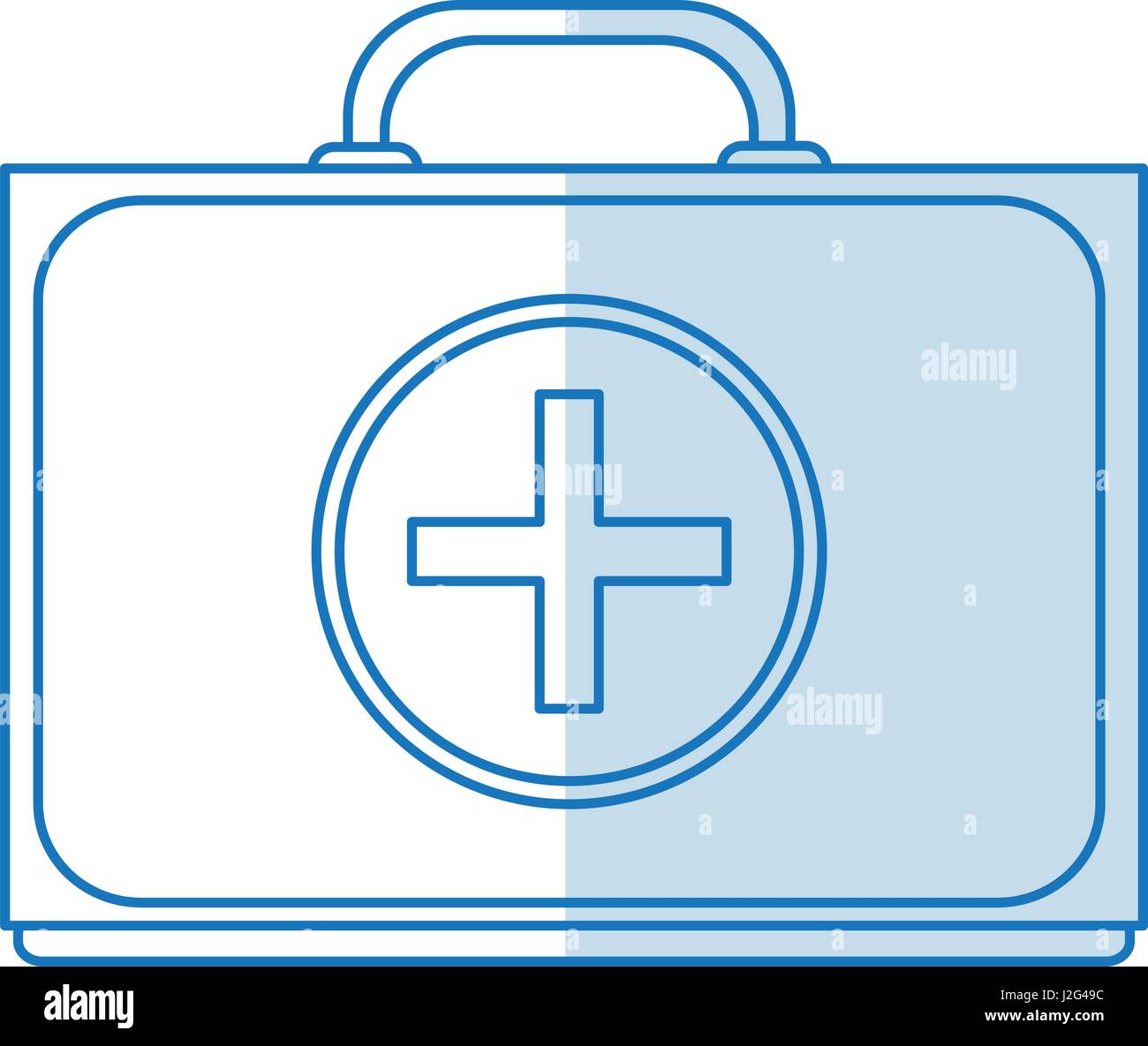 blue silhouette shading first aid kit with symbol cross Stock Vector ...