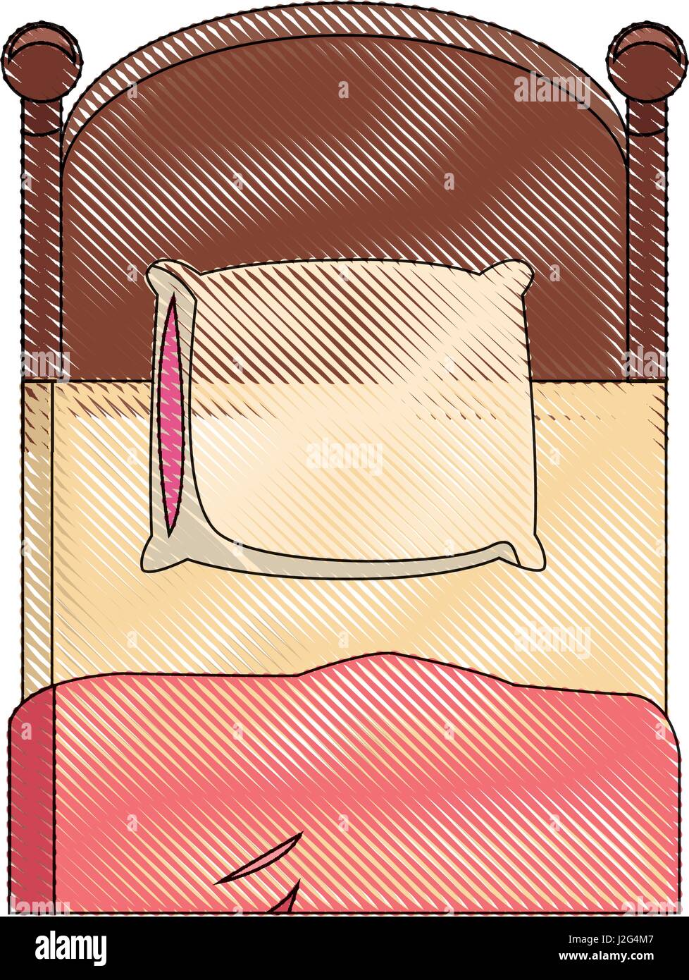 single bed wooden pillow bedding draw Stock Vector Image & Art - Alamy