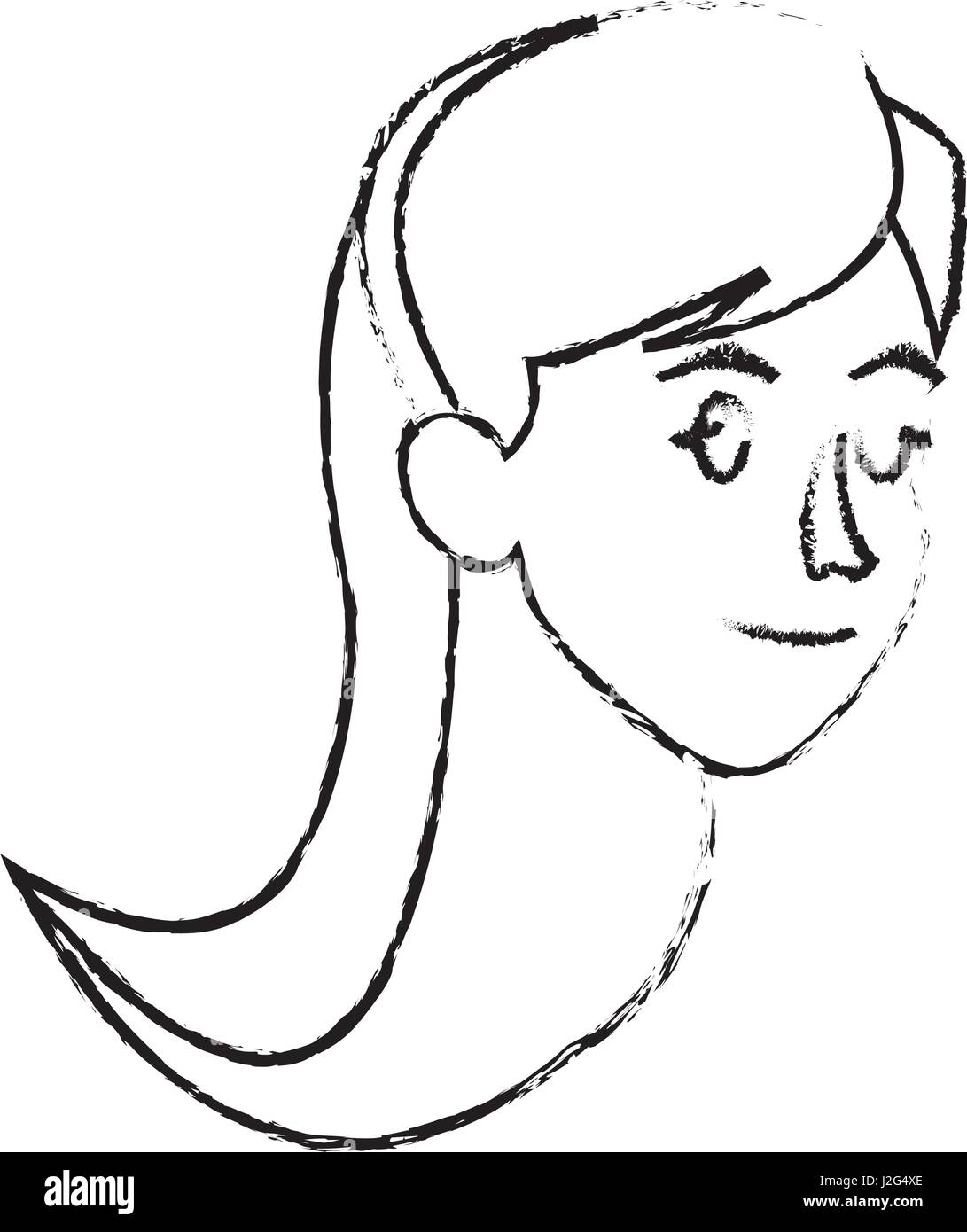 Girl long hair face Black and White Stock Photos & Images - Alamy