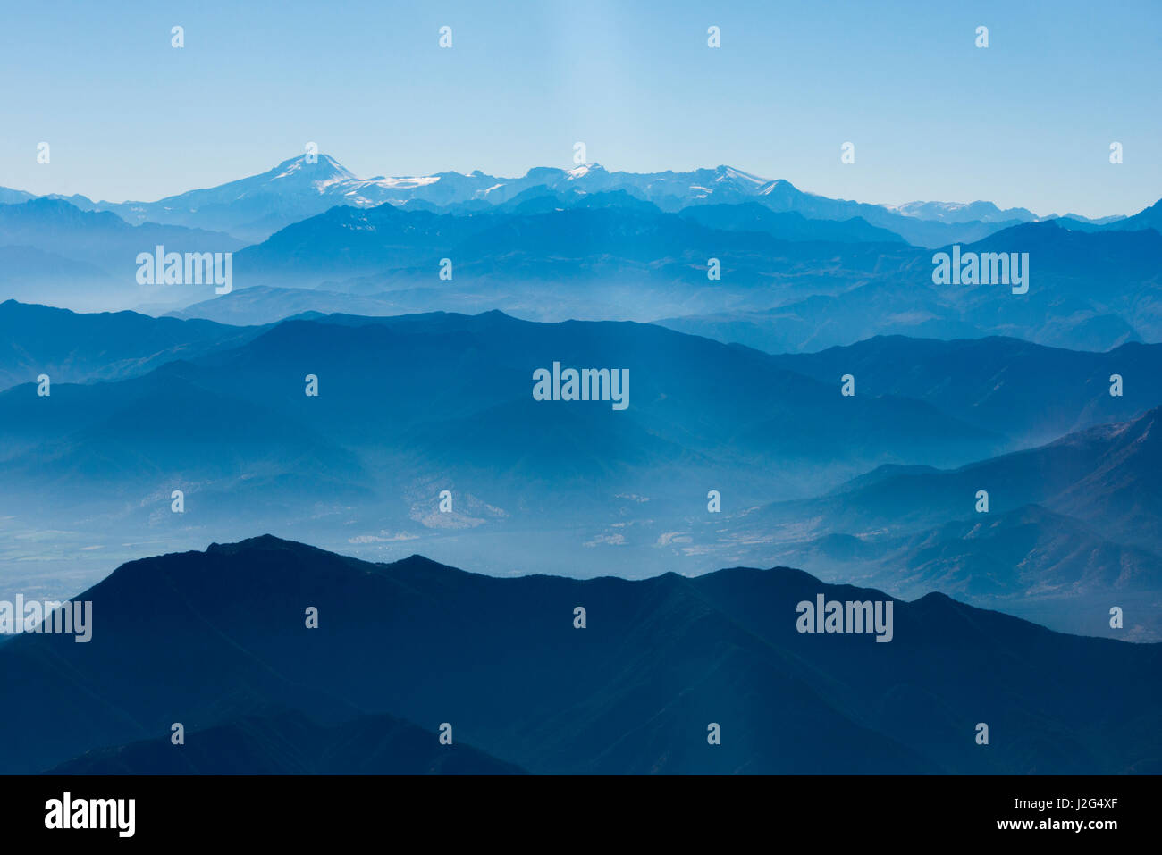 Andes Mountain Range with glaciers. Photographed from commercial ...