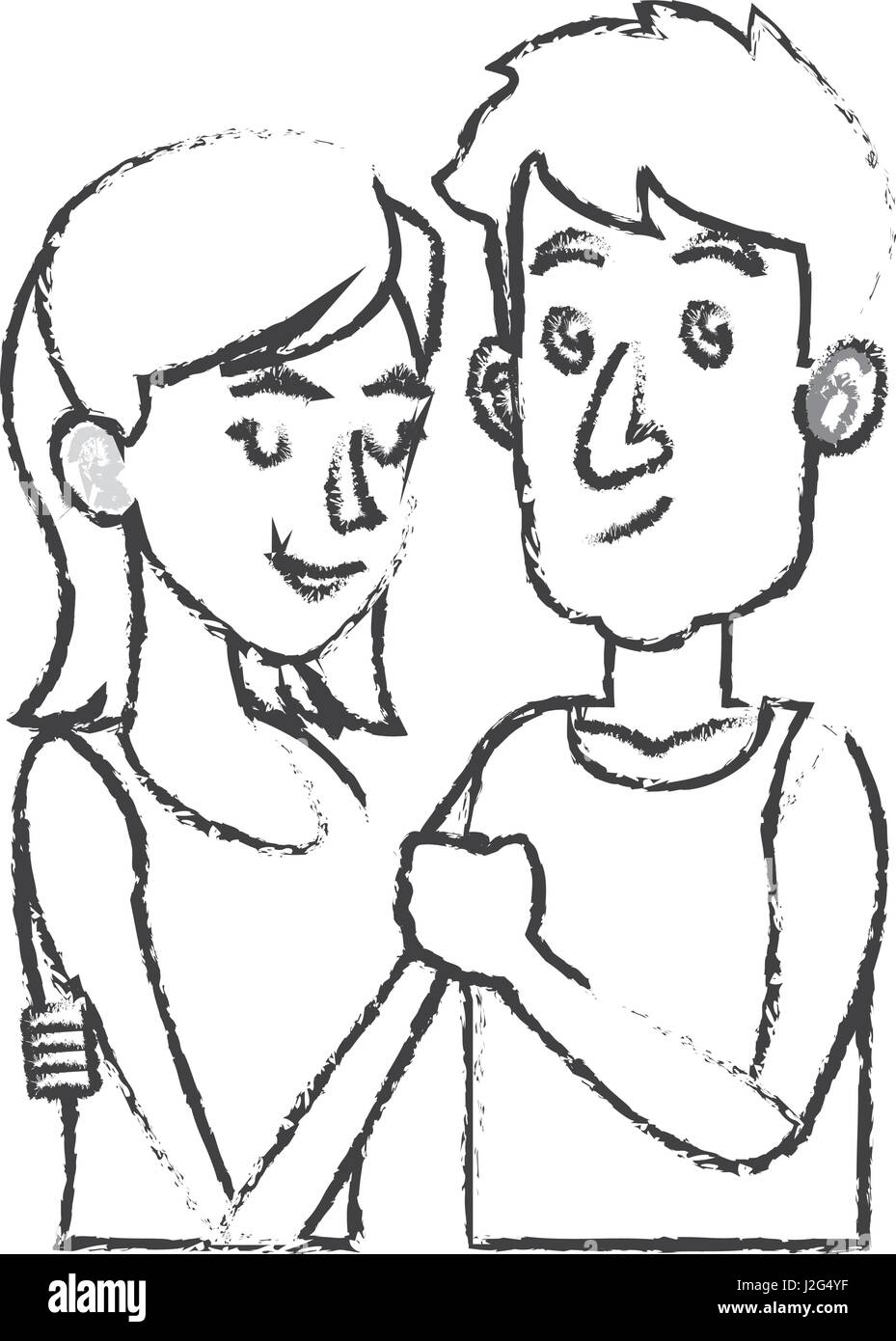 embracing couple relationship together sketch Stock Vector Image & Art ...