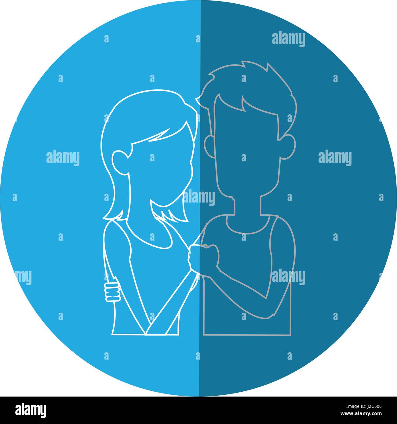 silhouette embracing couple relationship blue icon Stock Vector Image ...