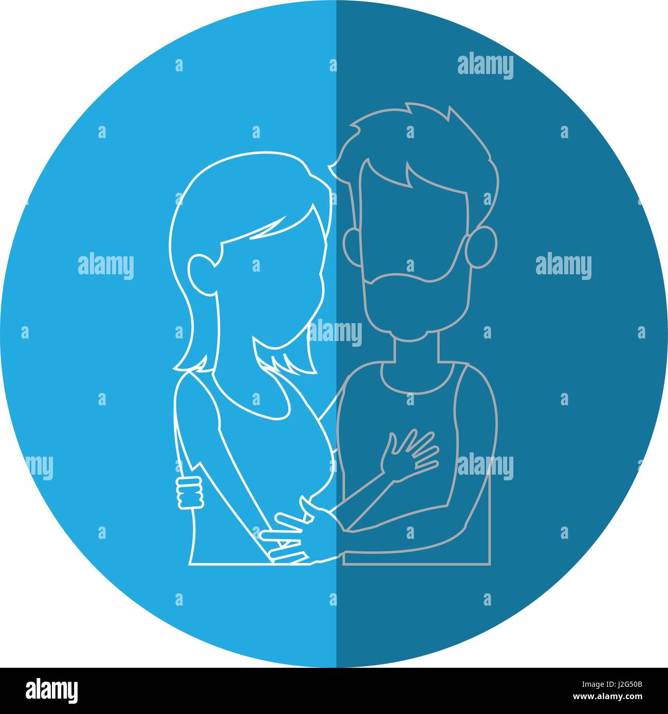 silhouette embracing couple relationship blue icon Stock Vector Image ...