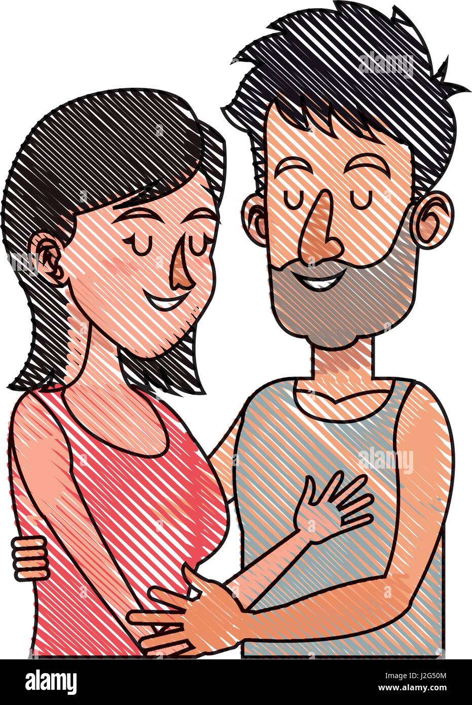 drawing embracing couple relationship together Stock Vector Image & Art ...