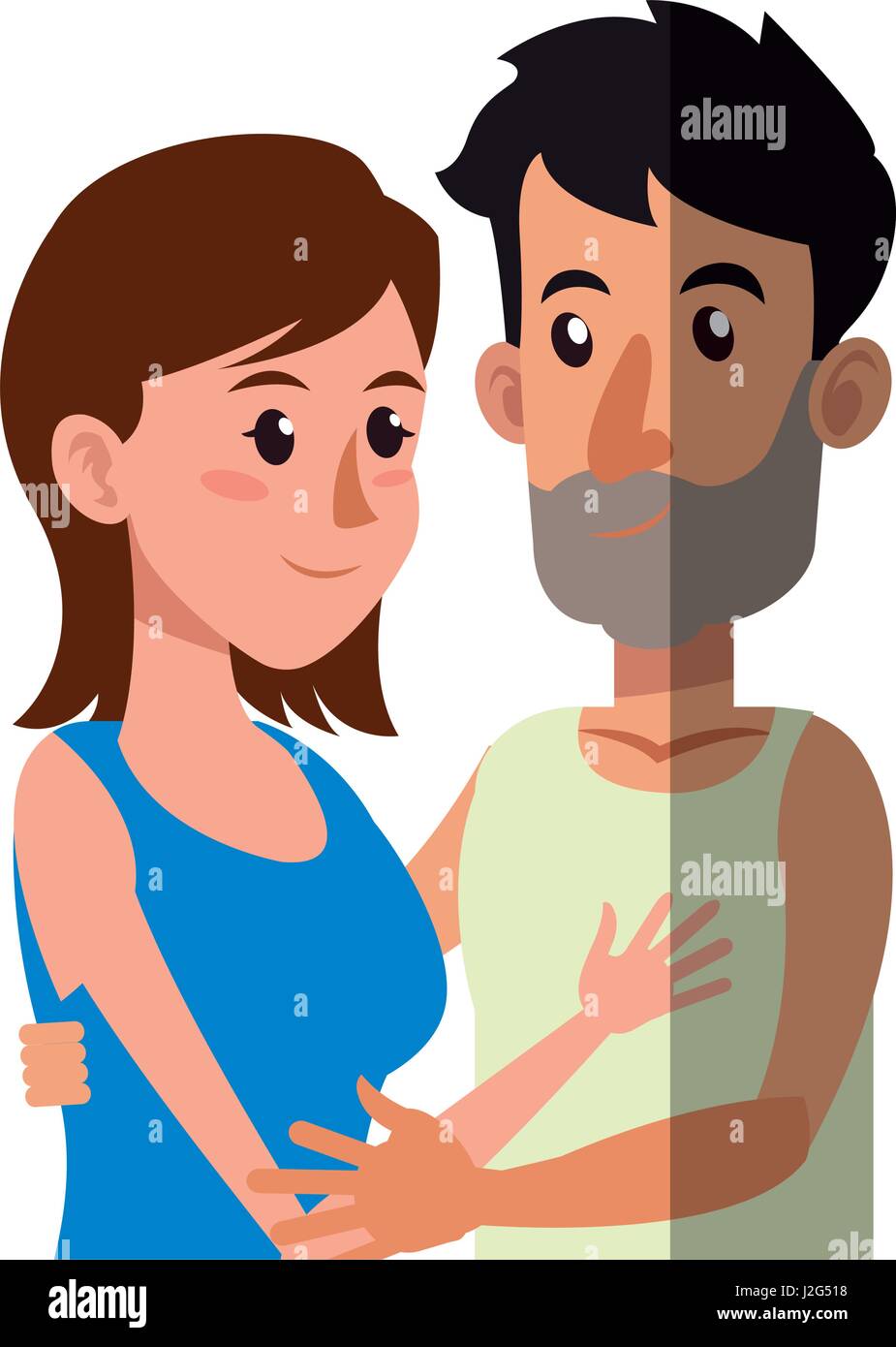 embracing couple relationship together shadow Stock Vector Image & Art ...