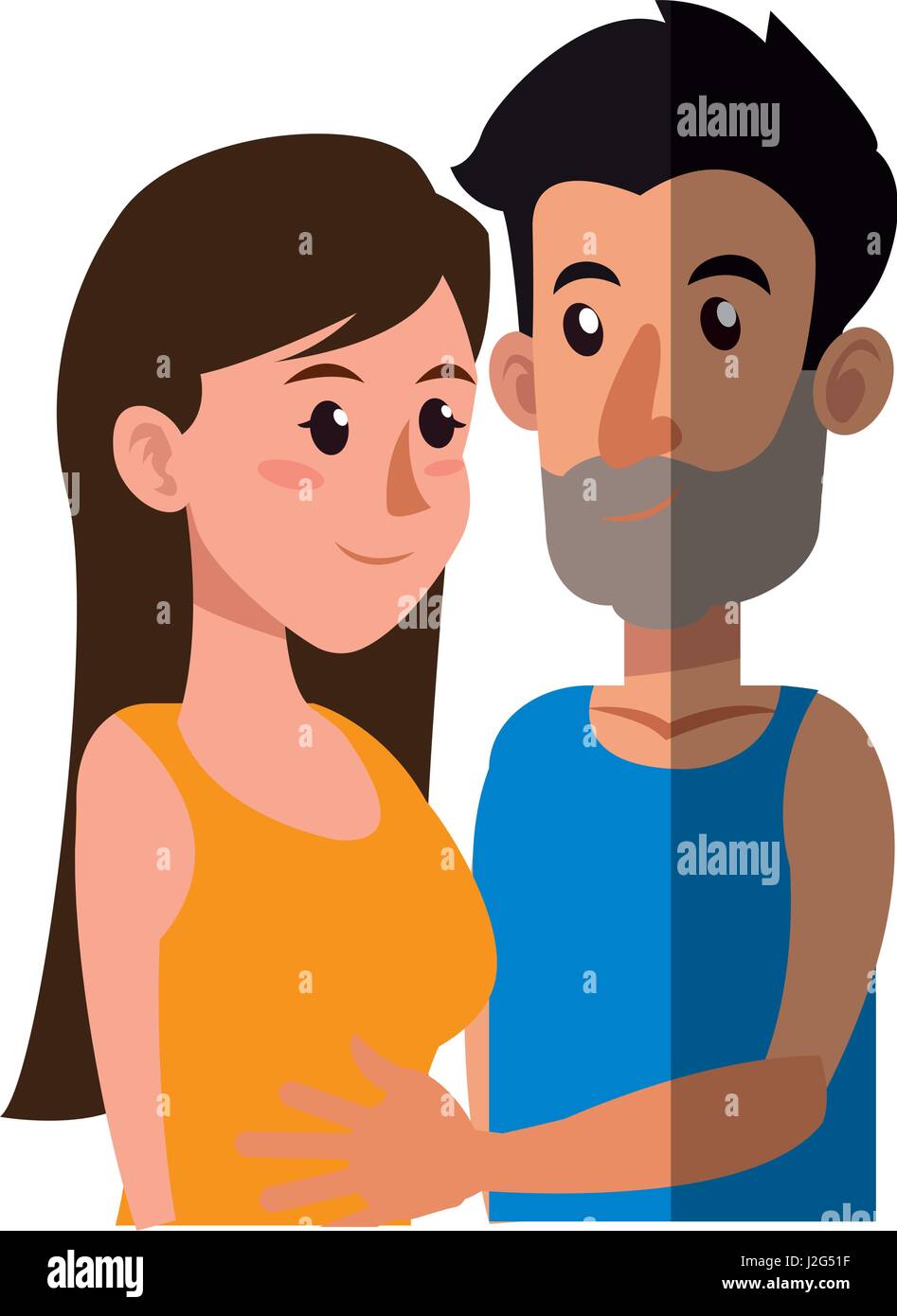 embracing couple relationship together shadow Stock Vector Image & Art ...