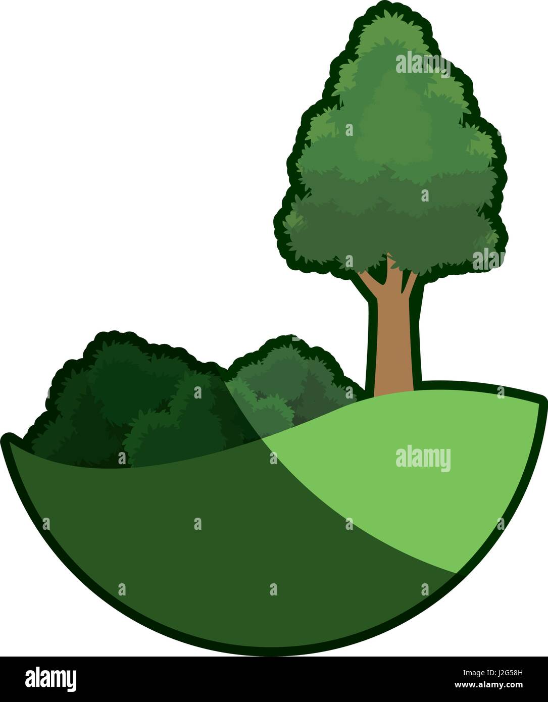 cartoon tree bush natural meadow image shadow Stock Vector Image & Art ...