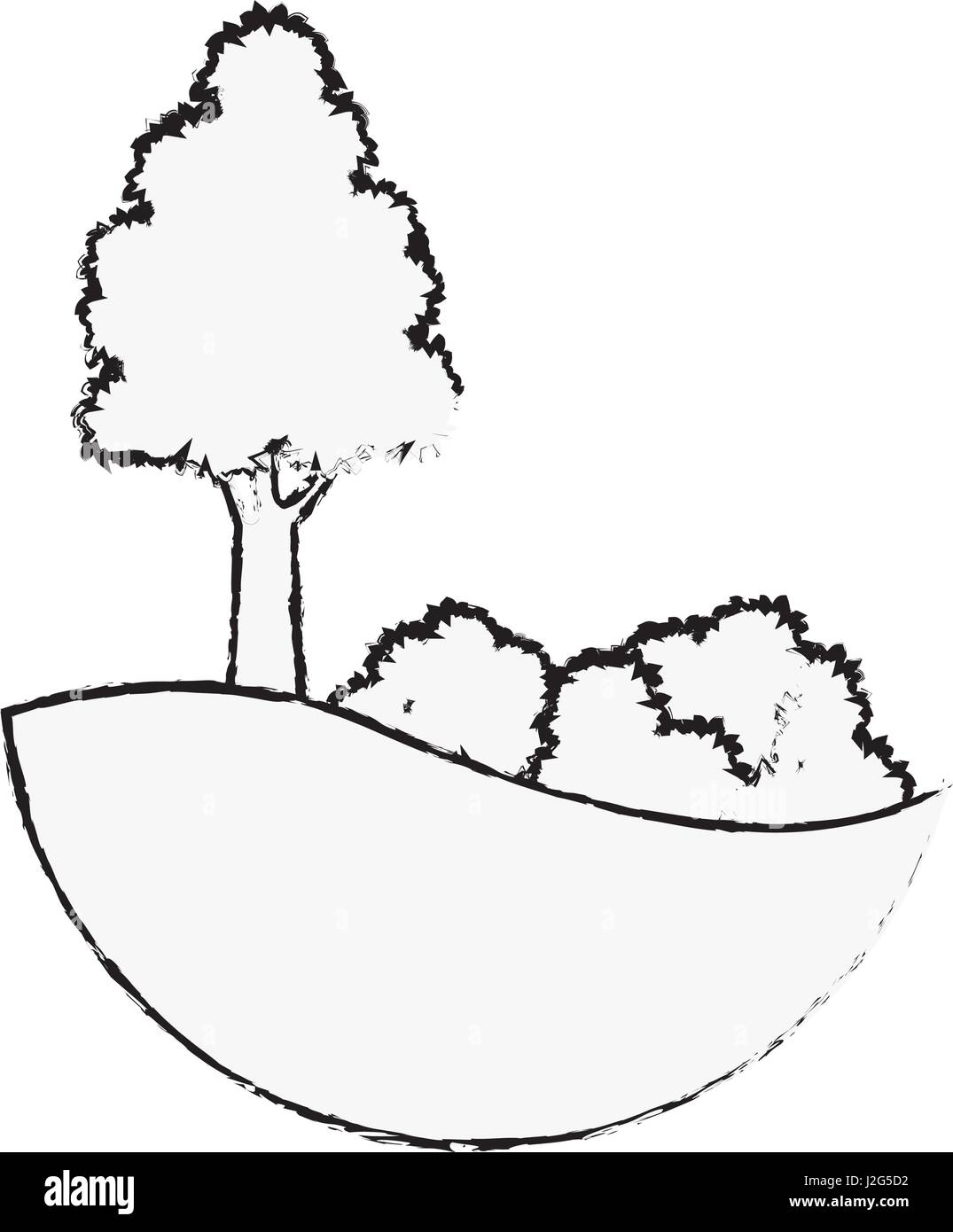 tree and bushes natural leaf stem sketch Stock Vector Image & Art - Alamy