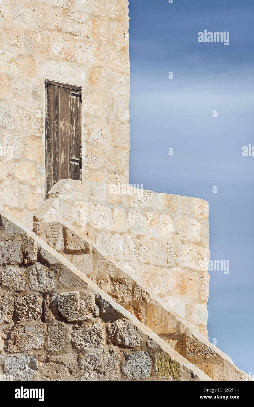 A historic coastal defence tower in Majjistral park, limits of Mellieha ...