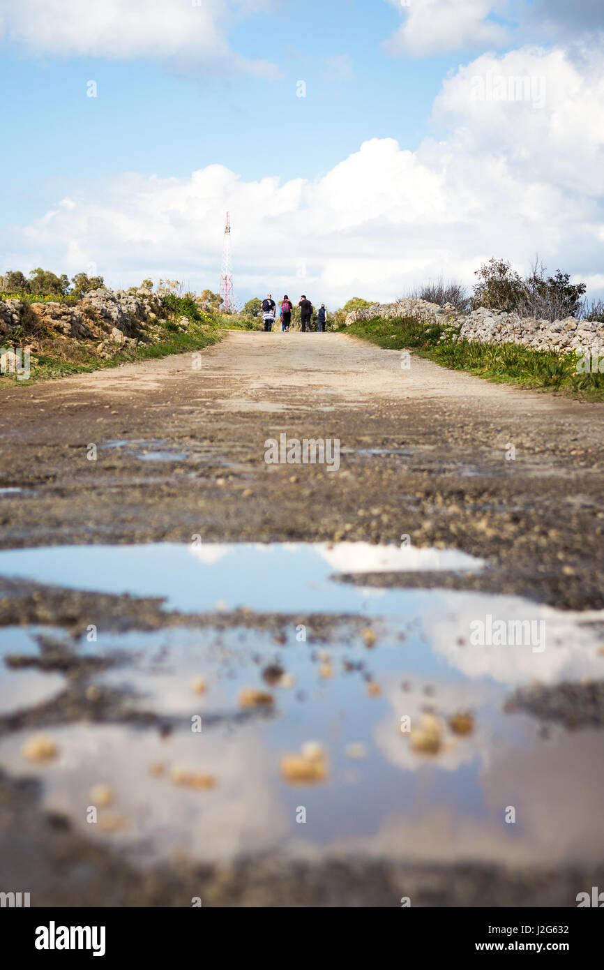 Countryside road in poor condition on the outskirts of Bahrija, Malta ...