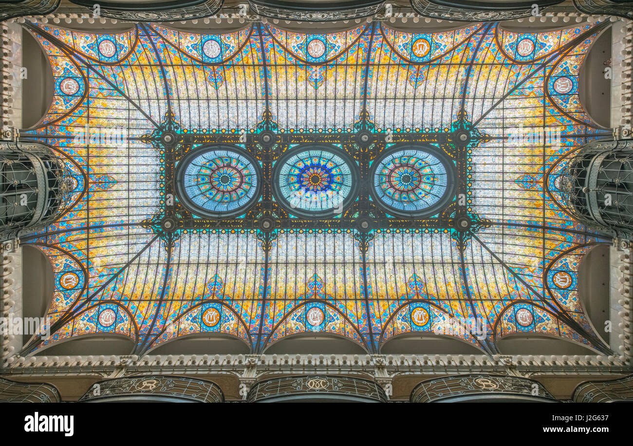 Mexico, Mexico City, Gran Hotel Ciudad de Mexico. Stained Glass Ceiling ...