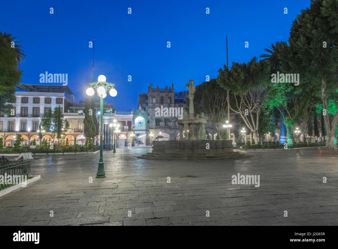 Mexico, Puebla, Zocolo at Dawn (Large format sizes available Stock ...