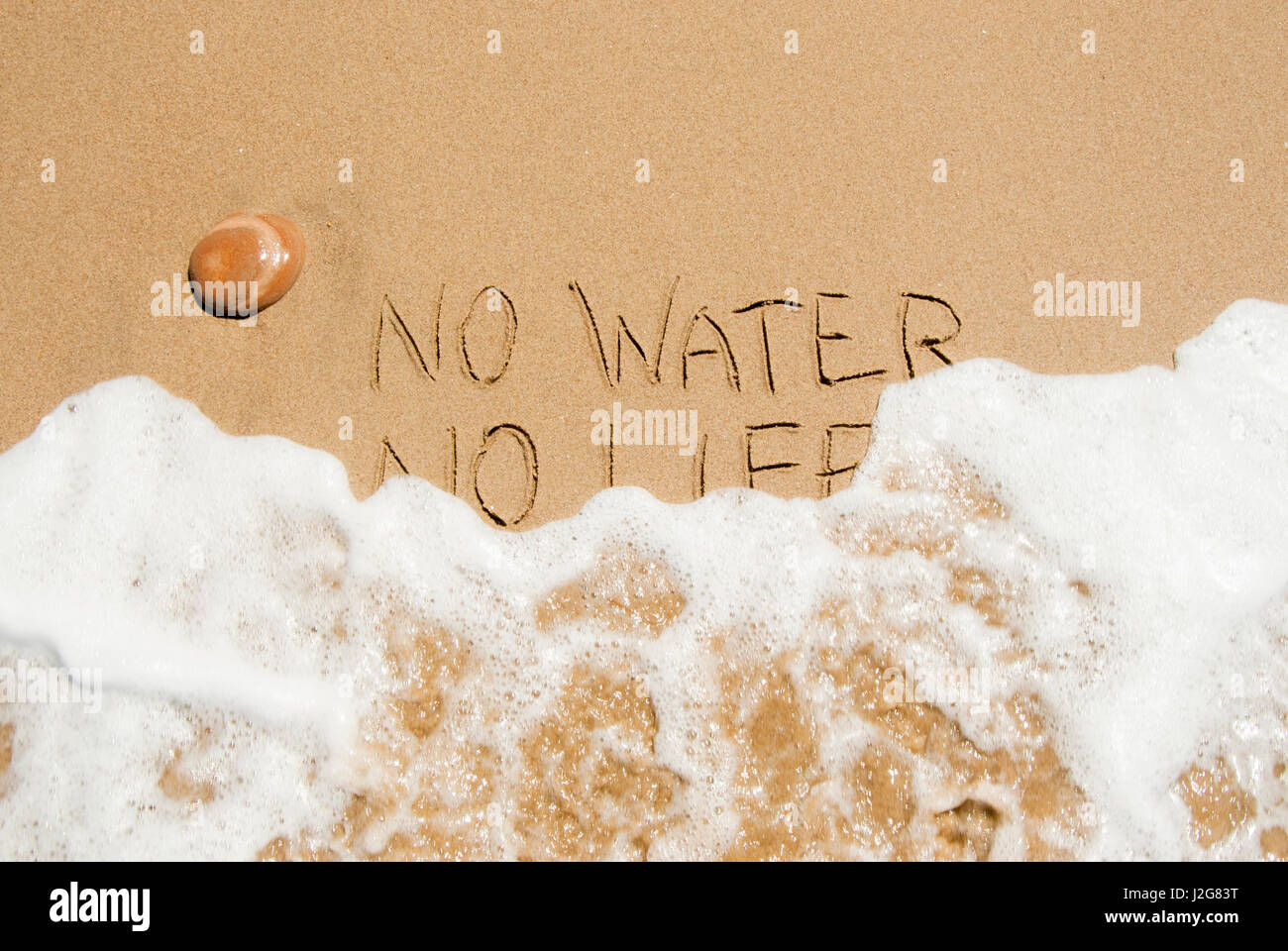 USA, California, Santa Barbara County, Jalama Beach, No Water No Life ...