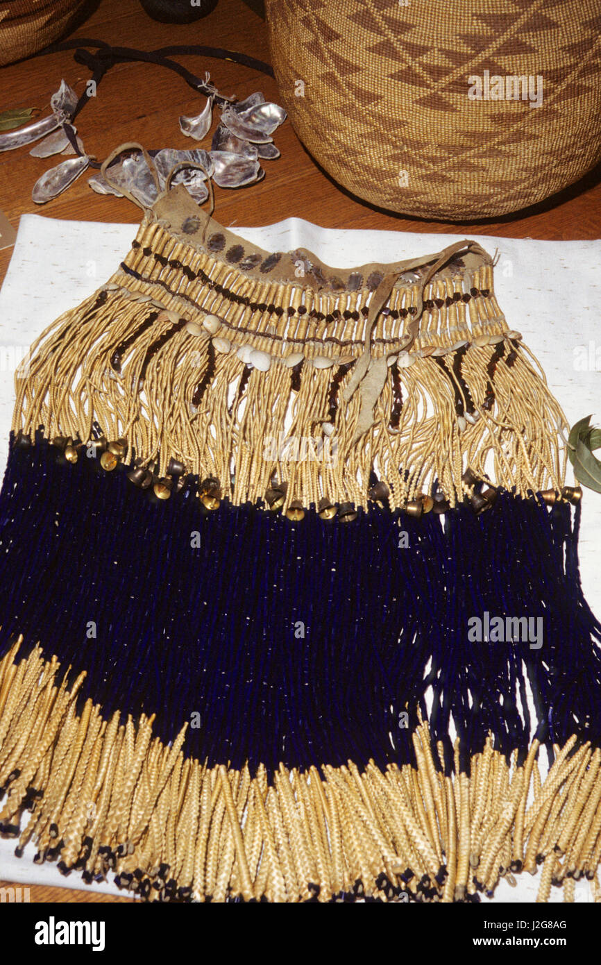 Traditional Hupa Indian dance skirt made from braided bear grass ...