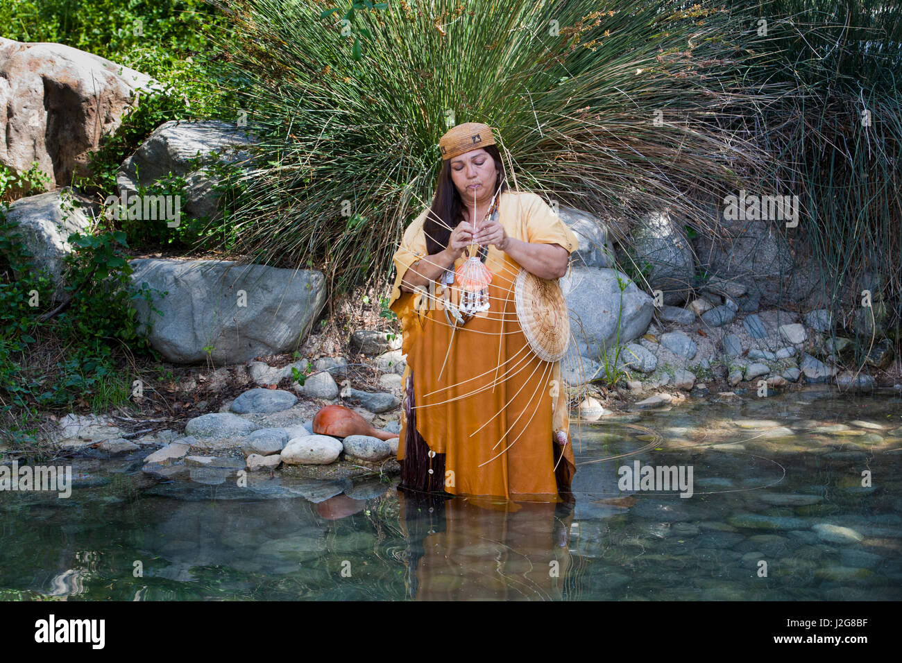 Traditional California Native American woman of the Acjachemen Nation ...