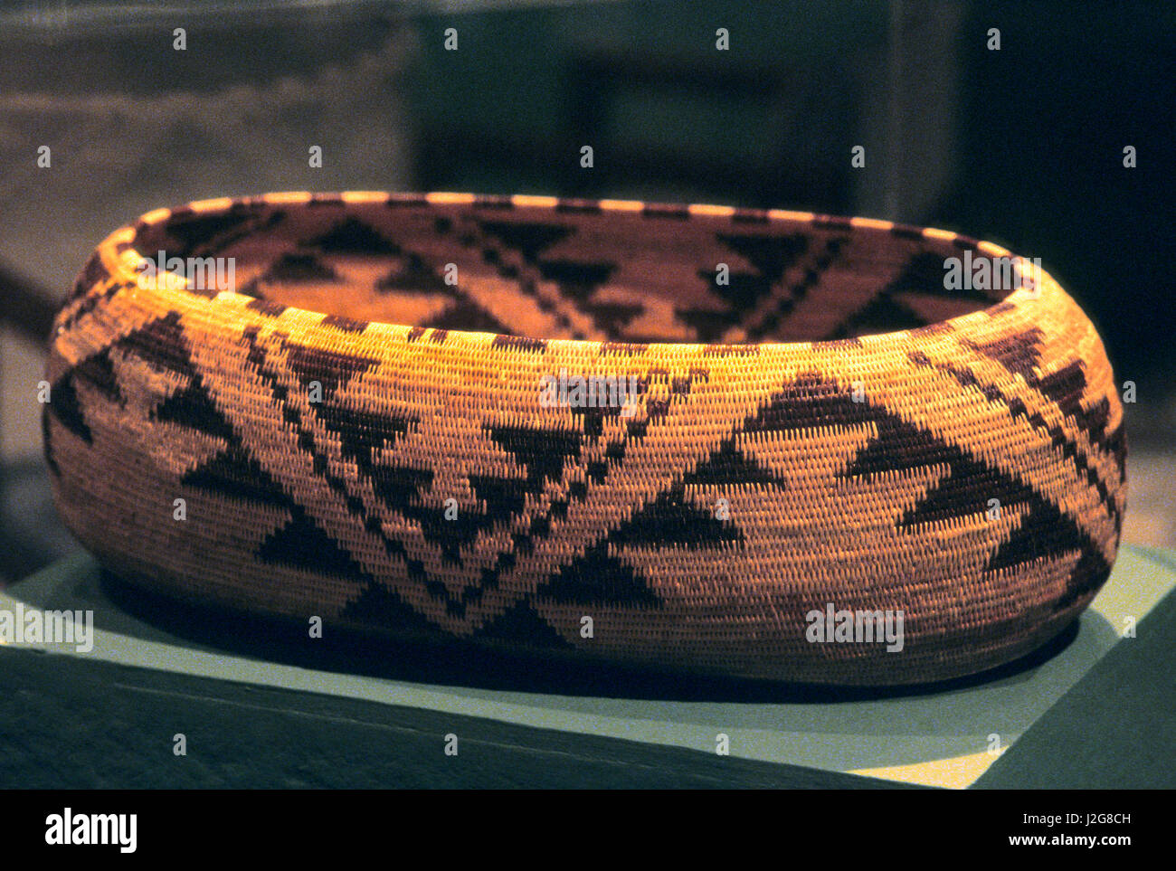 Traditional Pomo basket with geometric designs used for storage Stock ...