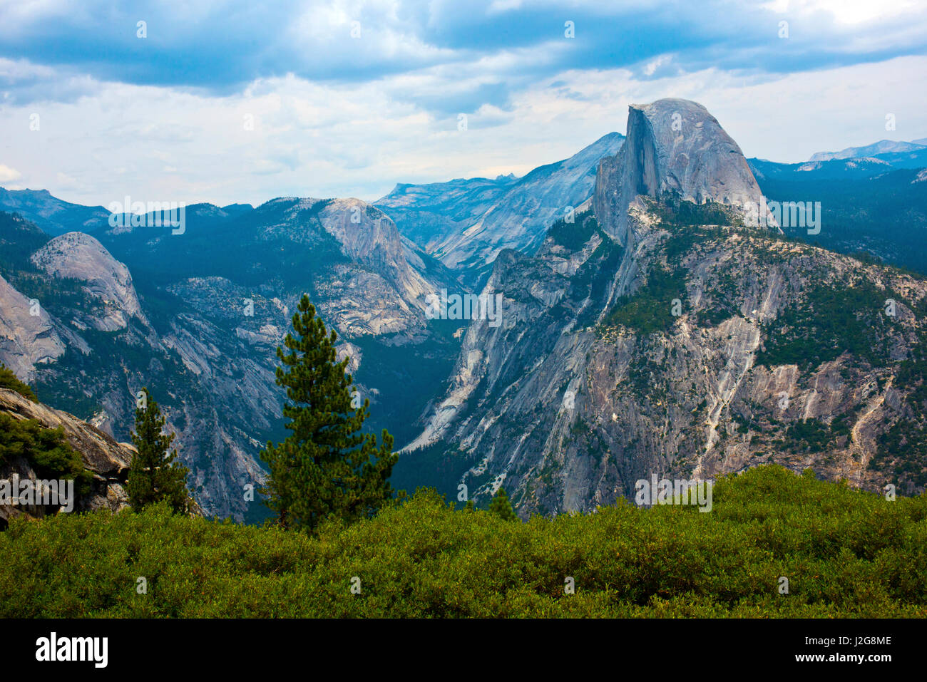 USA, California, Yosemite National Park, Half Dome, North Dome and ...