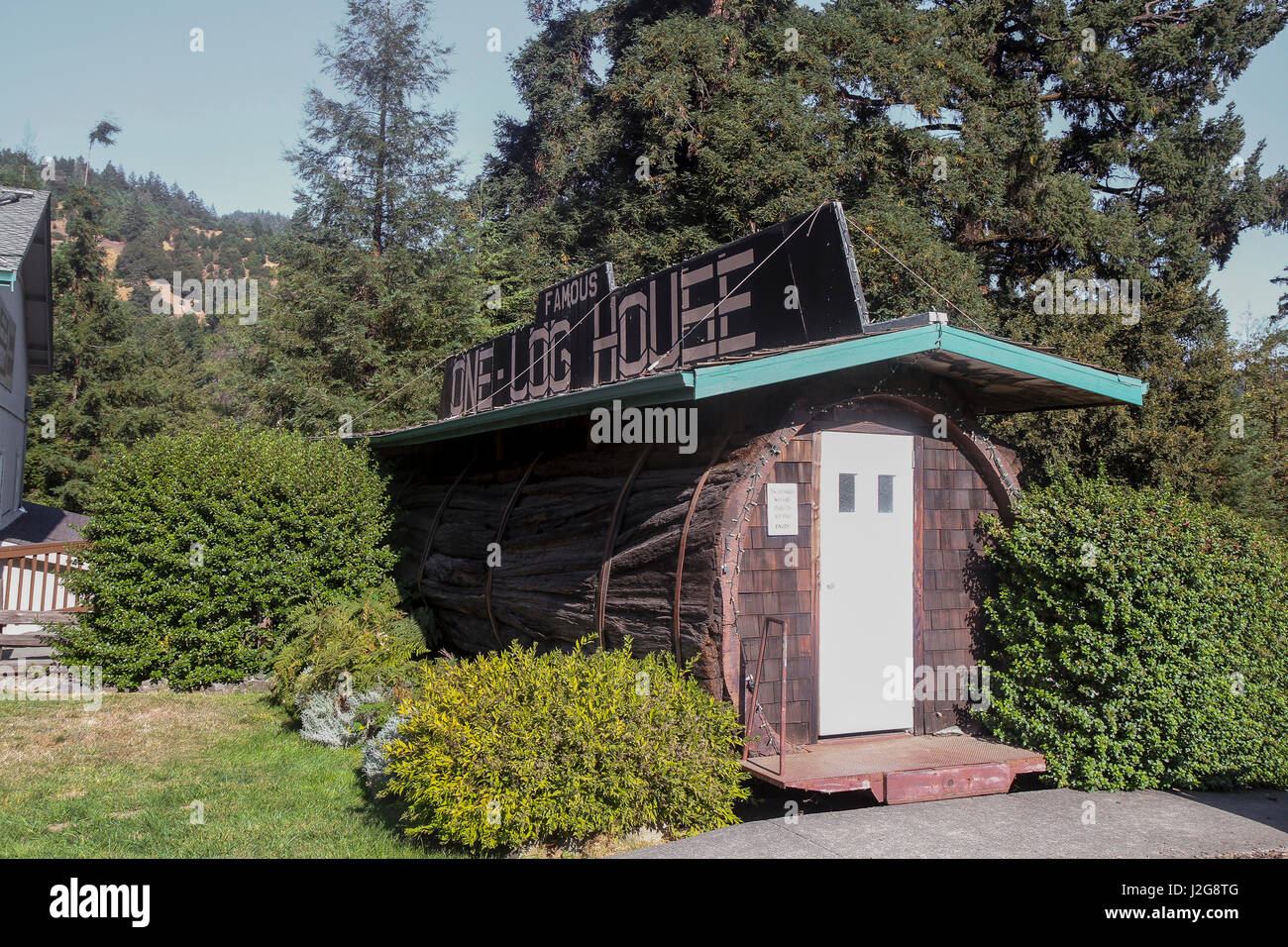 The One-Log House was created in 1946 from a redwood tree that was over ...