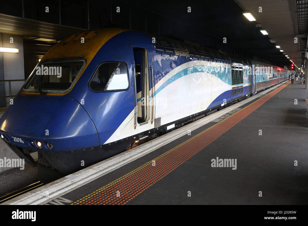 The XPT train at Flinders Street Station, Melbourne before its journey ...