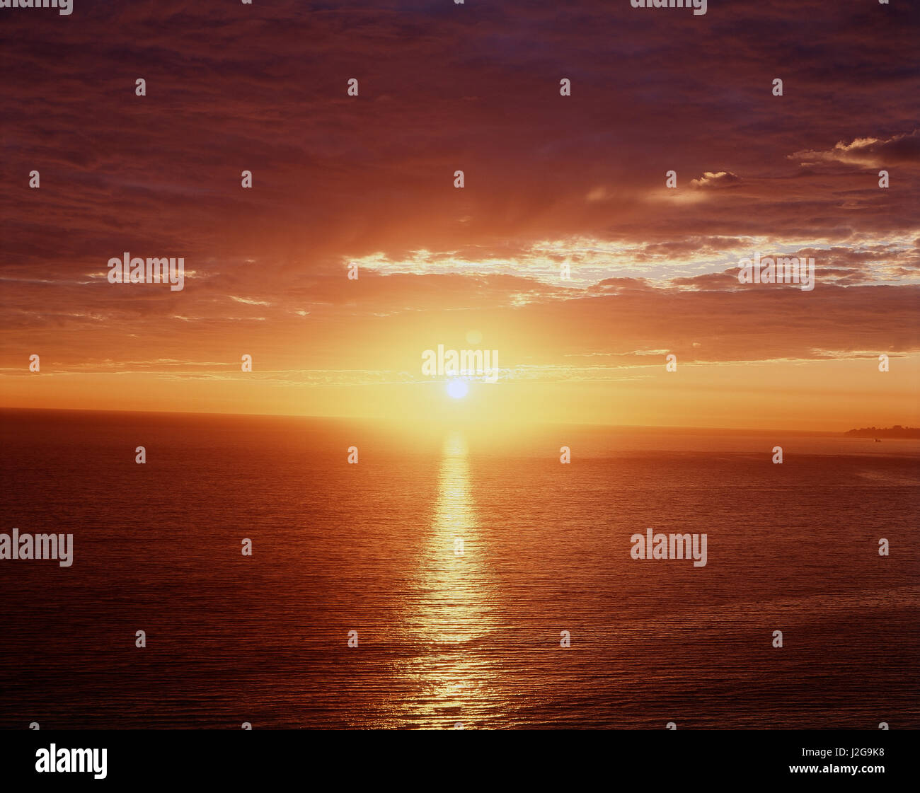 USA, California, Santa Barbara, View of sea at sunset (Large format ...