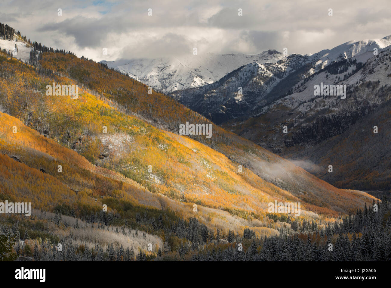 USA, Colorado, San Juan Mountains. Red Mountain Pass after autumn ...