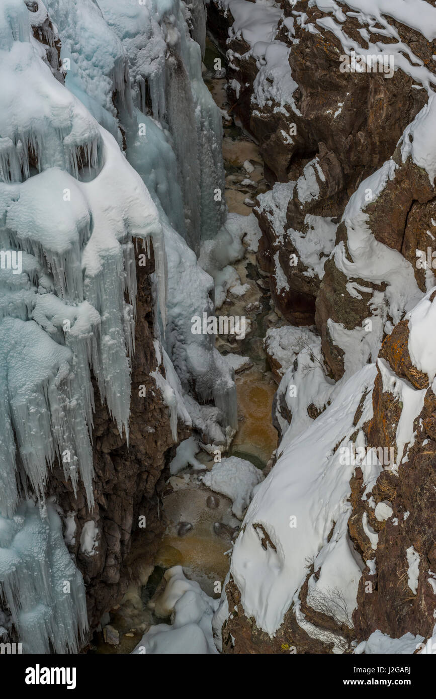Ice and snow in Uncompahgre River Gorge, Ouray, Colorado (Large format ...