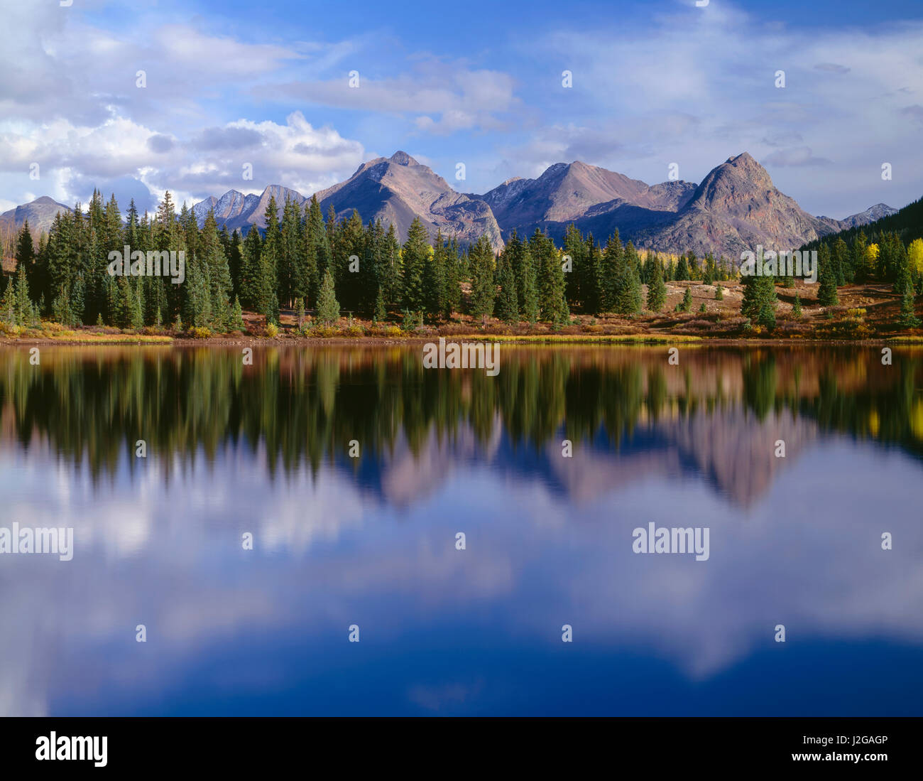 USA, Colorado, San Juan National Forest, Grenadier Range reflects in ...