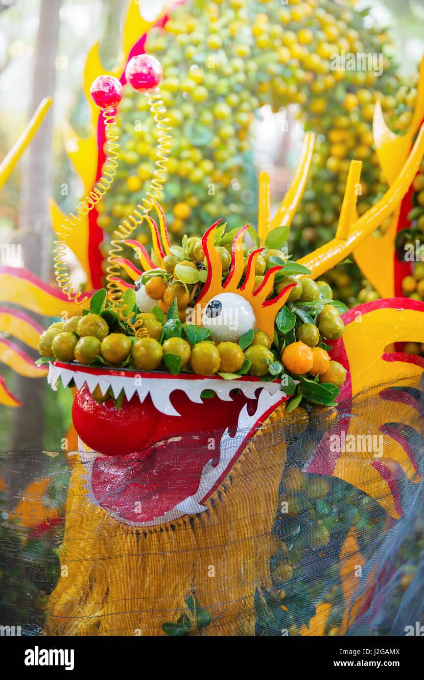 Citrus tangerine, mandarin, kumquat orange fruits dragon as the symbol ...