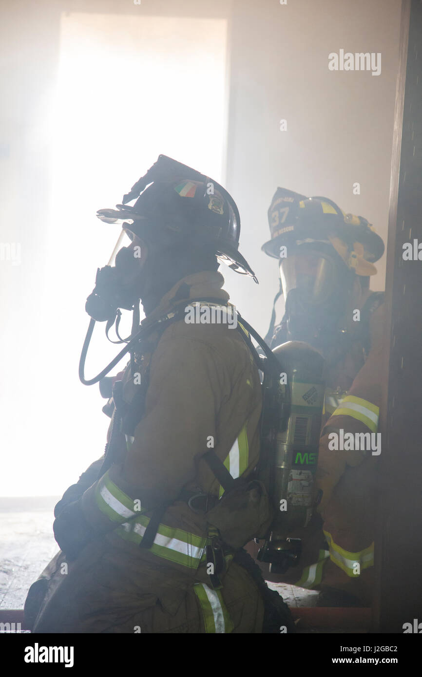 Firefighters at structure fire, Effingham County, Illinois Stock Photo ...
