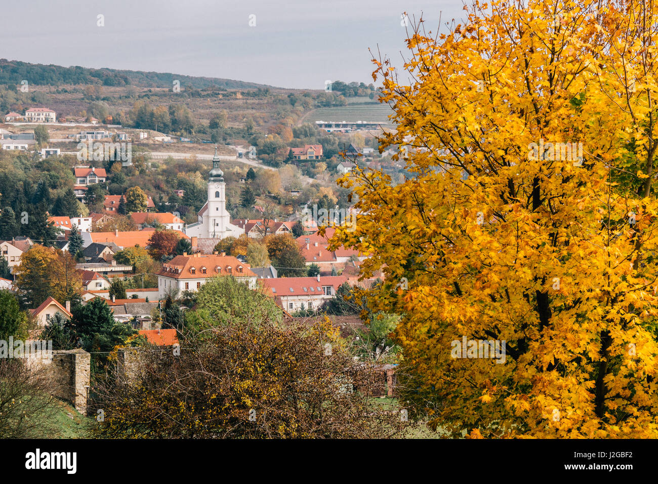 The village of Devin and the church of the Holy Cross as seen from the ...