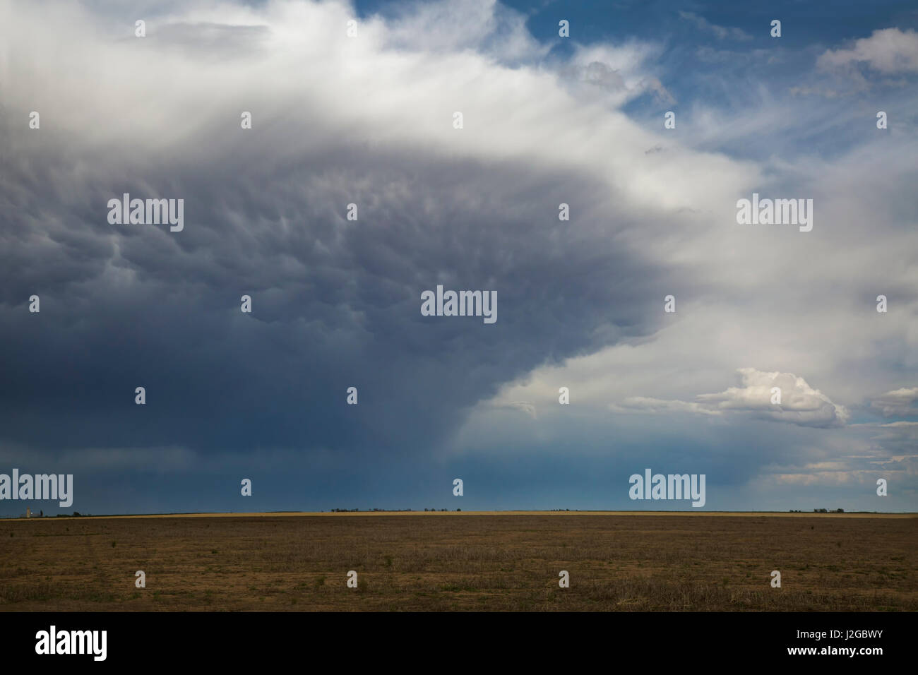 USA, Kansas. Storm cell forms over prairie. Credit as: Don Grall ...