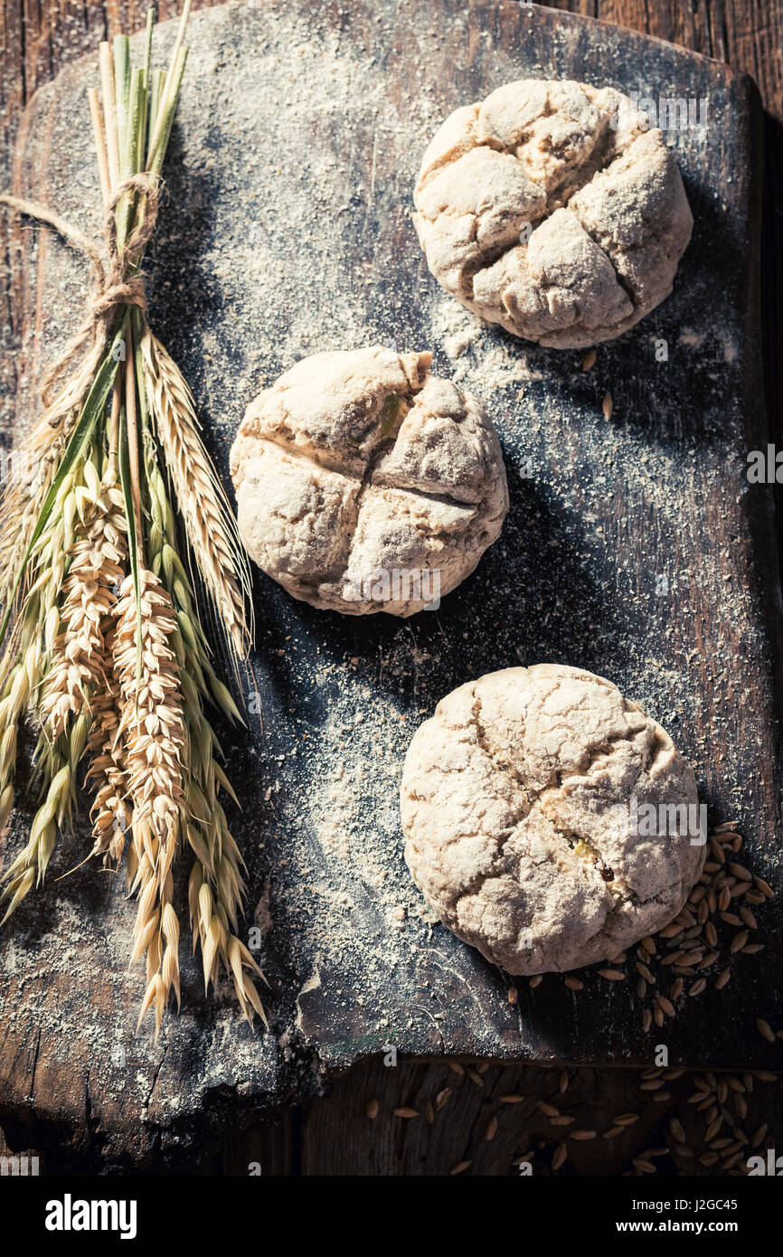 Healthy buns with whole grains and flour Stock Photo - Alamy